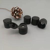 China Matt Black Plastic Screw Disc Top Flip Cap 24/410 Silicone Valve 9.5mm for sale