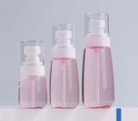 China 100ml Petg Pump Bottle Transparent Pink Single Packing Fine Sprayer White Facial Soft Touch for sale