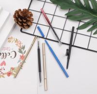 China Delicate Triangle Eyebrow Pencil 146mm 7mm ABS Double Head Eye Makeup Container With Brush for sale