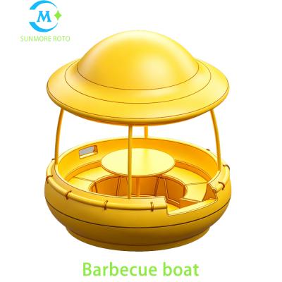 China Rotomolded BBQ Donut Boat , LLDPE Floating Leisure Barbecue Grill Boat For Water Park for sale