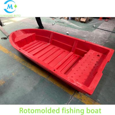 China Rotomolded HDPE Plastic Fishing Boat Mold , Thickened Red PE Boat For Fishing / Aquaculture for sale