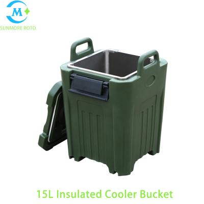 China SUNMORE 15L Rotomolded Insulated Cooler Bucket, Stainless Steel Liner Thermal Food Storage Container for Catering & Outdoor Use for sale