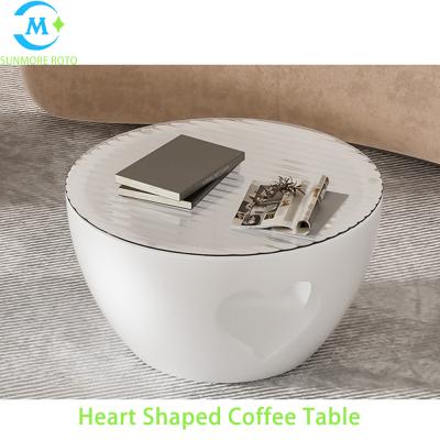 China SUNMORE Rotomolded Heart Cutout Round Coffee Table, Modern Light Luxury Plastic Side Table for Living Room Decor for sale