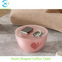 China SUNMORE Rotomolded Heart Cutout Round Coffee Table, Modern Light Luxury Plastic Side Table for Living Room Decor for sale