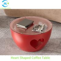 China SUNMORE Rotomolded Heart Cutout Round Coffee Table, Modern Light Luxury Plastic Side Table for Living Room Decor for sale