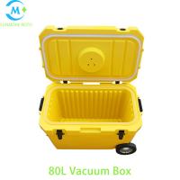 China SUNMORE 80L Rotomolded Vacuum Insulated Cooler Box, Wheeled HDPE Long Lasting Ice Retention Vacuum Box for Outdoor Seafood Transport for sale