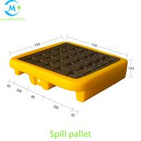 China SUNMORE Thickened HDPE Spill Tray With 45L Liquid Storage Sump, Double Side Forklift Spill Containment Pallet For Industrial Chemical Barrel for sale