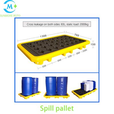 China SUNMORE Factory Large Capacity 83L Sump Spill Tray, Rectangular Rotomolded Anti-Corrosion Oil Drum Containment Pallet For Chemical Plant for sale