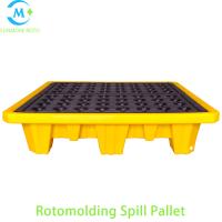 China SUNMORE Factory Square Heavy Duty Spill Tray With 260L Integrated Sump, High Bearing Rotational Molding Chemical Drum Leak Containment Pallet for sale