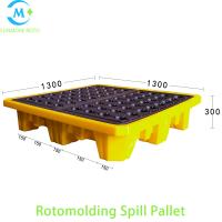 China SUNMORE Factory Square Heavy Duty Spill Tray With 260L Integrated Sump, High Bearing Rotational Molding Chemical Drum Leak Containment Pallet for sale