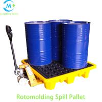 China SUNMORE Factory Square Heavy Duty Spill Tray With 260L Integrated Sump, High Bearing Rotational Molding Chemical Drum Leak Containment Pallet for sale