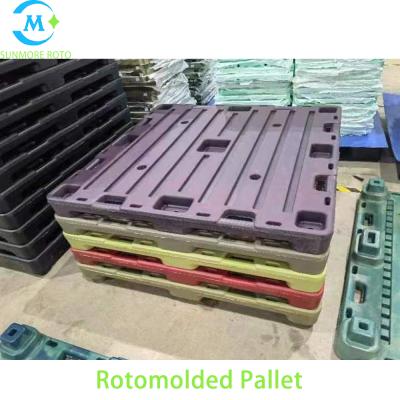China OEM One-Piece Rotational Molding Plastic Pallet, Shockproof HDPE Solid Logistics Pallet For Warehouse Forklift Transportation for sale