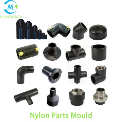 China SUNMORE Factory Multi-Cavity Nylon Plumbing Parts Mould, Custom Size HDPE Pipe Connector Aluminum Injection Mould for sale