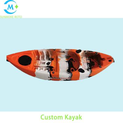 China OEM Custom Color Pattern Rotational Molding Sit-On-Top Kayak, Thickened HDPE Double Person Fishing Kayak For Water Sports for sale