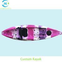 China OEM Custom Color Pattern Rotational Molding Sit-On-Top Kayak, Thickened HDPE Double Person Fishing Kayak For Water Sports for sale