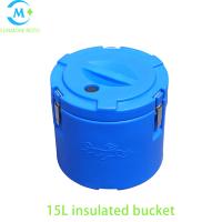 China Custom 15L Food Grade Round Insulated Bucket, Stainless Steel Inner Tank Rotomolded Waterproof Thermal Barrel For Canteen Catering for sale