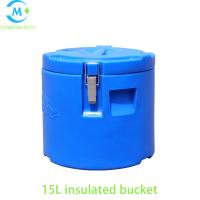 China Custom 15L Food Grade Round Insulated Bucket, Stainless Steel Inner Tank Rotomolded Waterproof Thermal Barrel For Canteen Catering for sale