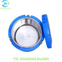 China Custom 15L Food Grade Round Insulated Bucket, Stainless Steel Inner Tank Rotomolded Waterproof Thermal Barrel For Canteen Catering for sale
