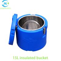China Custom 15L Food Grade Round Insulated Bucket, Stainless Steel Inner Tank Rotomolded Waterproof Thermal Barrel For Canteen Catering for sale