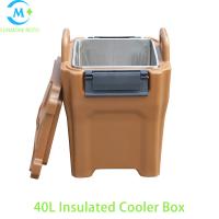 China SUNMORE ROTO Custom 40L Square Rotomolded PE Insulated Cooler Box, Food Grade Thermal Storage Container With Stainless Steel Inner Liner & Side Handles, Support Custom Color And Embossed Pattern Logo for sale