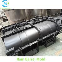 China SUNMORE ROTO OEM Drawing Custom Cast Steel Rain Barrel Rotomolding Mould, Hollow Plastic Rainwater Collection Tank Rotational Mold With Integral Lifting Frame & Surrounding Quick Clamps for sale