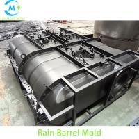 China SUNMORE ROTO OEM Drawing Custom Cast Steel Rain Barrel Rotomolding Mould, Hollow Plastic Rainwater Collection Tank Rotational Mold With Integral Lifting Frame & Surrounding Quick Clamps for sale