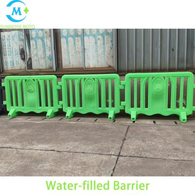 China SUNMORE ROTO OEM Custom Rotomolded PE Water Barrier, Hollow Water Filled Plastic Traffic Isolation Barrier With Custom Embossed Relief Pattern & Color for sale