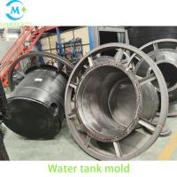 China SUNMORE ROTO OEM Custom Vertical Cast Steel Water Tank Rotomolding Mould, Hollow Plastic Rain Sewage Storage Tank Mold With Circular Radial Spoke Lifting Frame & Full Perimeter Toggle Quick Clamps for sale