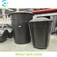 China SUNMORE ROTO OEM Custom Vertical Round Rotomolded Water Tank Mould, Thick Cast Steel Plastic Storage Tank Mold With Integrated Top Cover Frame & Full Circle Quick Toggle Clamps for sale
