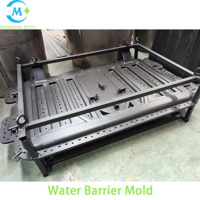 China Drawing Custom Hollow Water Filled Traffic Barrier Rotational Iron Mould, Cast Steel Plastic Road Isolation Block Roto Mold for sale