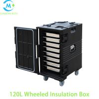 China SUNMORE ROTO OEM 120L Wheeled Rotomolded Insulation Box, Black Thick Foam Thermal Retention Food Transport Cabinet For Catering Restaurant & Canteen for sale