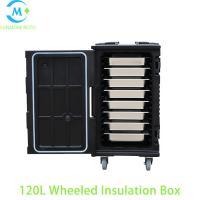 China SUNMORE ROTO OEM 120L Wheeled Rotomolded Insulation Box, Black Thick Foam Thermal Retention Food Transport Cabinet For Catering Restaurant & Canteen for sale
