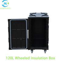 China SUNMORE ROTO OEM 120L Wheeled Rotomolded Insulation Box, Black Thick Foam Thermal Retention Food Transport Cabinet For Catering Restaurant & Canteen for sale