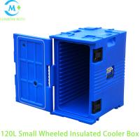 China SUNMORE ROTO OEM 120L Small Wheeled Rotomolded Insulated Cooler Box, Blue Thick PU Foam Heat & Cold Retention Food Transport Cabinet For Catering Canteen Takeaway for sale