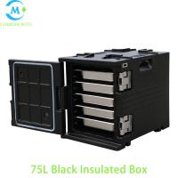 China SUNMORE ROTO OEM 75L Black Handle Type Rotomolded Insulated Box, Thick PU Foam Heat & Cold Preservation GN Pan Food Transport Container For Catering Takeaway Canteen for sale
