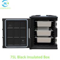 China SUNMORE ROTO OEM 75L Black Handle Type Rotomolded Insulated Box, Thick PU Foam Heat & Cold Preservation GN Pan Food Transport Container For Catering Takeaway Canteen for sale