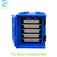 China SUNMORE ROTO OEM 75L Blue Handle Type Rotomolded Insulated Box, Thick PU Foam Heat & Cold Preservation GN Pan Food Transport Container For Catering Takeaway Canteen for sale