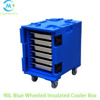 China SUNMORE ROTO OEM 90L Blue Wheeled Rotomolded Large Insulated Box, Thick PU Foam Hot & Cold Holding GN Pan Food Transport Cabinet For Central Kitchen Catering Canteen for sale