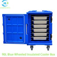 China SUNMORE ROTO OEM 90L Blue Wheeled Rotomolded Large Insulated Box, Thick PU Foam Hot & Cold Holding GN Pan Food Transport Cabinet For Central Kitchen Catering Canteen for sale