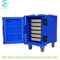 China SUNMORE ROTO OEM 90L Blue Wheeled Rotomolded Large Insulated Box, Thick PU Foam Hot & Cold Holding GN Pan Food Transport Cabinet For Central Kitchen Catering Canteen for sale