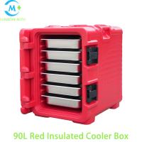 China SUNMORE ROTO OEM 90L Red Handle Type Rotomolded Insulated Box, Thick PU Foam Hot & Cold Holding GN Pan Food Transport Cabinet For Central Kitchen Catering Canteen for sale