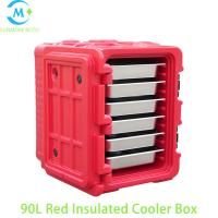 China SUNMORE ROTO OEM 90L Red Handle Type Rotomolded Insulated Box, Thick PU Foam Hot & Cold Holding GN Pan Food Transport Cabinet For Central Kitchen Catering Canteen for sale
