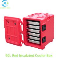 China SUNMORE ROTO OEM 90L Red Handle Type Rotomolded Insulated Box, Thick PU Foam Hot & Cold Holding GN Pan Food Transport Cabinet For Central Kitchen Catering Canteen for sale