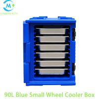 China SUNMORE ROTO OEM 90L Blue Small Wheeled Rotomolded Insulated Box, Thick PU Foam Hot & Cold Holding GN Pan Food Transport Cabinet For Catering Canteen Central Kitchen for sale