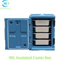 China SUNMORE ROTO OEM 90L Blue-Grey Handle Type Rotomolded Insulated Box, Thick PU Foam Hot & Cold Holding GN Pan Food Transport Cabinet For Central Kitchen Catering Canteen for sale