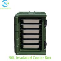 China SUNMORE ROTO OEM 90L Army Green Handle Type Rotomolded Insulated Box, Thick PU Foam Hot & Cold Holding GN Pan Food Transport Cabinet For Central Kitchen Catering Canteen for sale