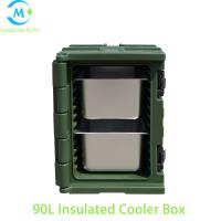 China SUNMORE ROTO OEM 90L Army Green Handle Type Rotomolded Insulated Box, Thick PU Foam Hot & Cold Holding GN Pan Food Transport Cabinet For Central Kitchen Catering Canteen for sale