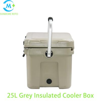 China SUNMORE ROTO 25L Grey Rotomolded Insulated Cooler Box, Outdoor Portable Ice Chest, Waterproof Thermal Cooler Box For Fishing Camping Travel for sale