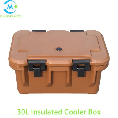 China SUNMORE ROTO 30L Brown Rotomolded Insulated Food Cooler Box, Portable Thermal Food Transport Box For Catering Takeaway Group Meal Delivery for sale