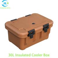 China SUNMORE ROTO 30L Brown Rotomolded Insulated Food Cooler Box, Portable Thermal Food Transport Box For Catering Takeaway Group Meal Delivery for sale